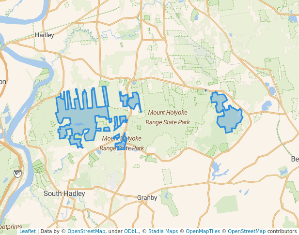 Mount Holyoke Range State Park in South Hadley | Map and Routes