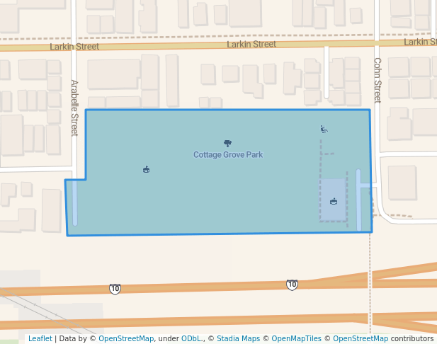 Cottage Grove Park in Houston | Map and Routes