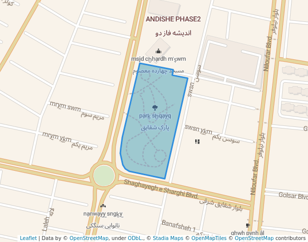 پارک شقایق in Andisheh New Town | Map and Routes