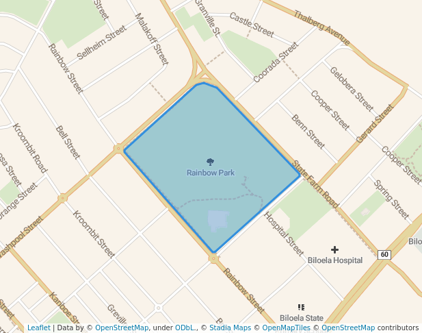 Rainbow Park in Biloela | Map and Routes