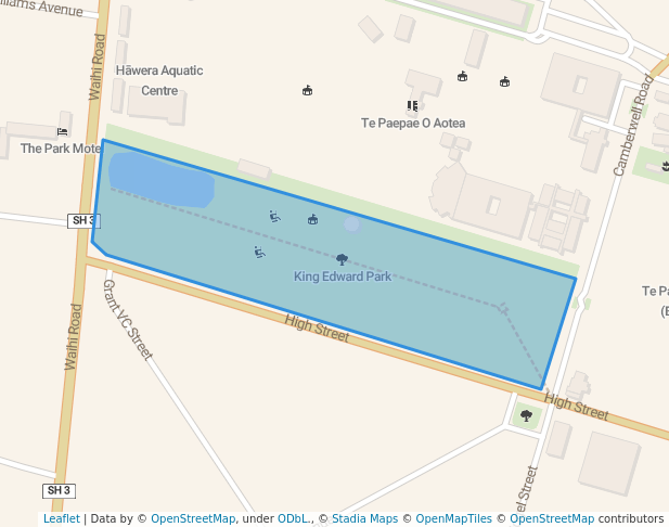 King Edward Park in Hāwera | Map and Routes
