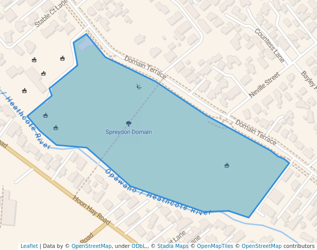 Spreydon Domain in Christchurch | Map and Routes