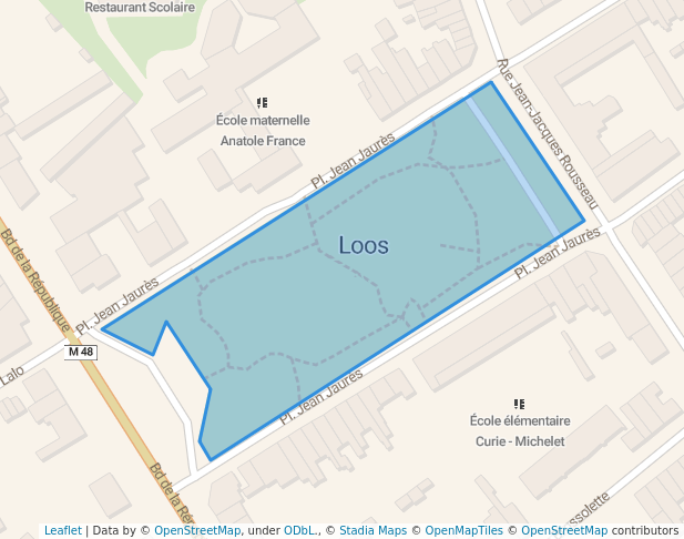 Place Jean Jaurès in Loos | Map and Routes