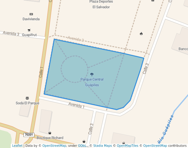 Parque Central Guápiles in Guapiles | Map and Routes