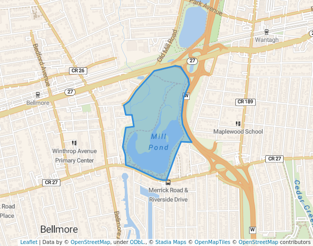 Mill Pond County Park in Wantagh | Map and Routes