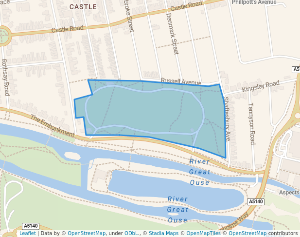 Russell Park in Bedford | Map and Routes