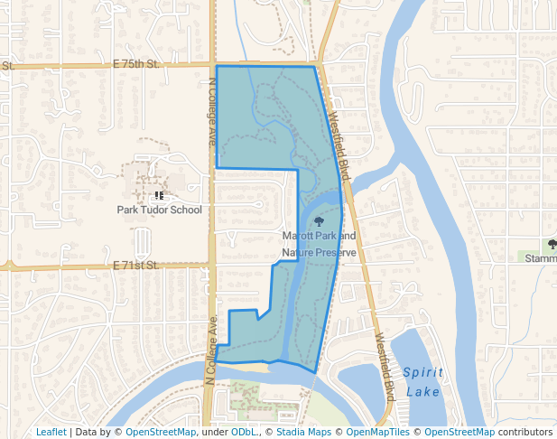 Marott Park and Nature Preserve in Indianapolis | Map and Routes