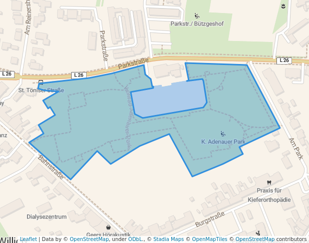 Konrad-Adenauer-Park in Willich | Map and Routes