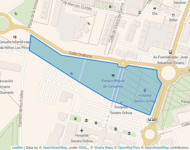 Parque Miguel de Cervantes in Leganés | Map and Routes