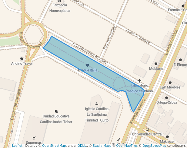 Parque Italia in Quito | Map and Routes