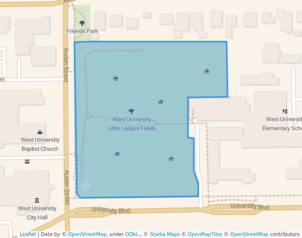 West University Little League Fields in Houston | Map and Routes