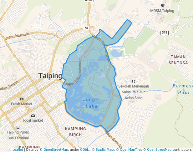 Taiping Lake Gardens in Taiping | Map and Routes