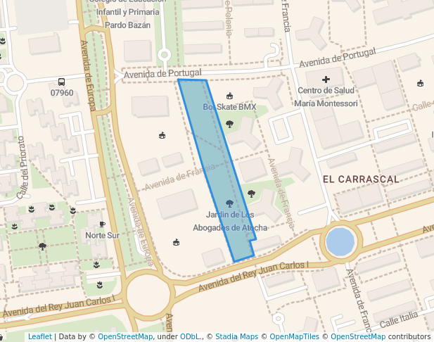 Jardin de Los Abogados de Atocha in Leganés | Map and Routes