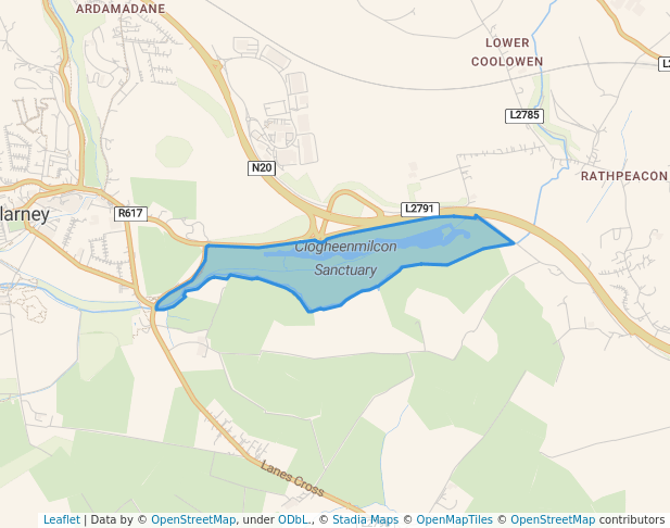 Clogheenmilcon Sanctuary in Blarney | Map and Routes