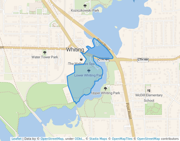 Lower Whiting Park in Stevens Point | Map and Routes