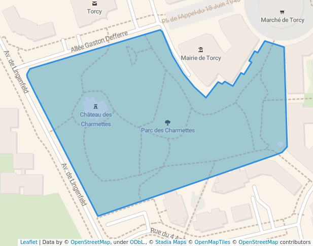 Parc des Charmettes in Torcy | Map and Routes