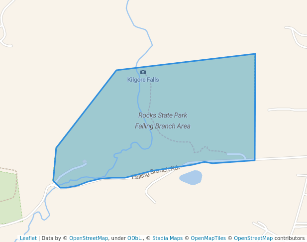Rocks State Park Falling Branch Area in Pylesville | Map and Routes