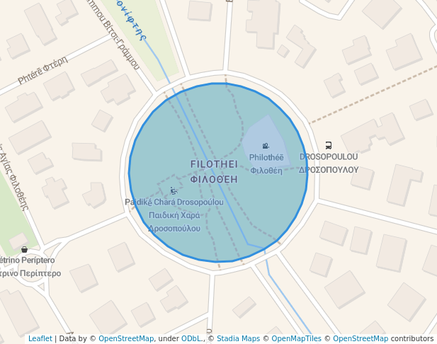 Πλατεία Δροσοπούλου in Filothei | Map and Routes