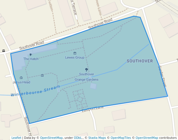 Southover Grange Gardens in Lewes | Map and Routes