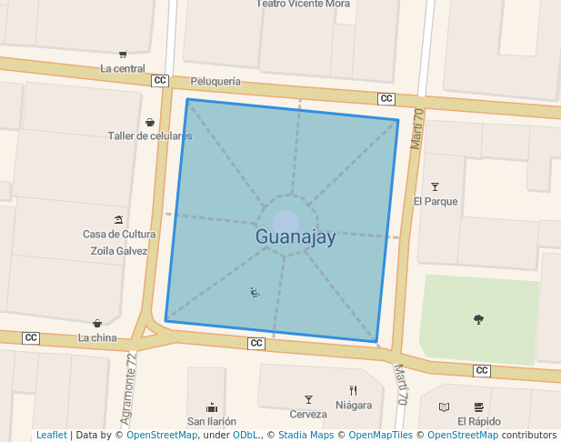 Parque Central in Guanajay | Map and Routes