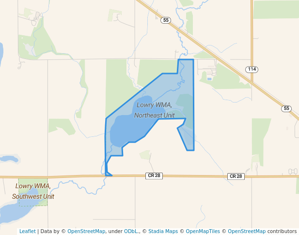 Lowry WMA, Northeast Unit in Lowry | Map and Routes