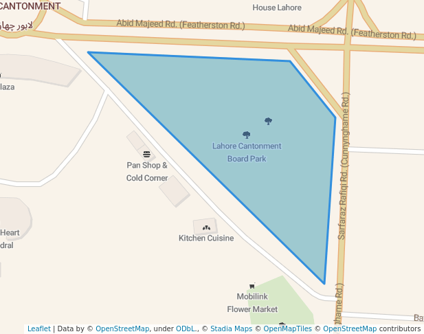 Lahore Cantonment Board Park in Lahore | Map and Routes