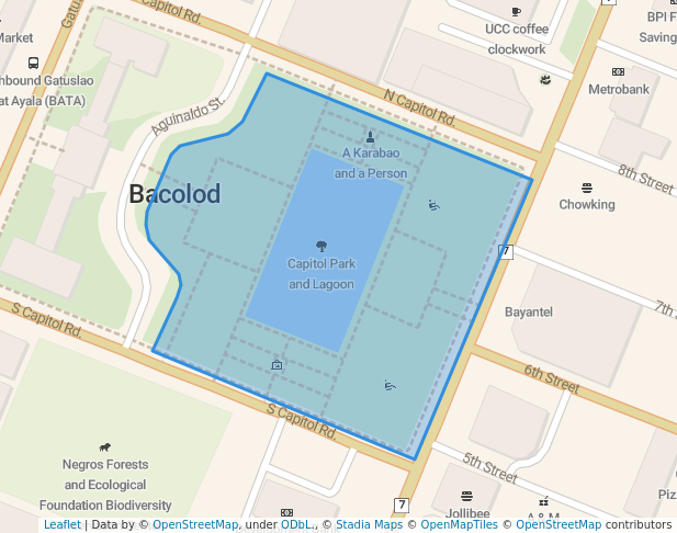 Capitol Park and Lagoon in Bacolod | Map and Routes