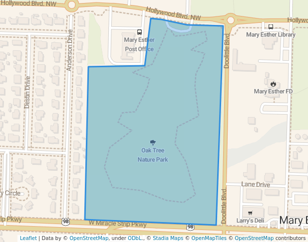 Oak Tree Nature Park in Mary Esther | Map and Routes