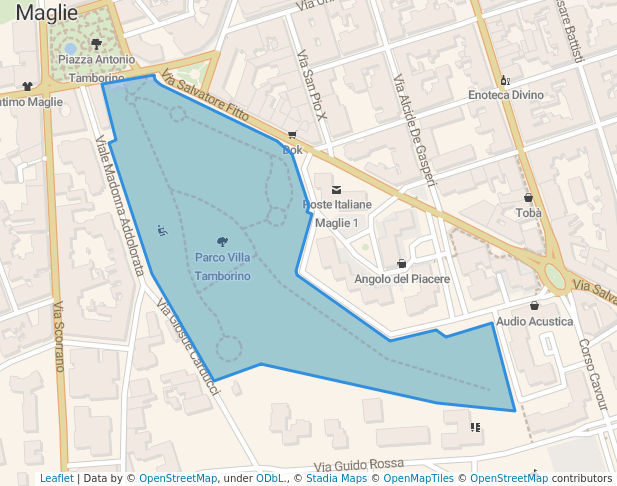 Parco Villa Tamborino in Maglie | Map and Routes