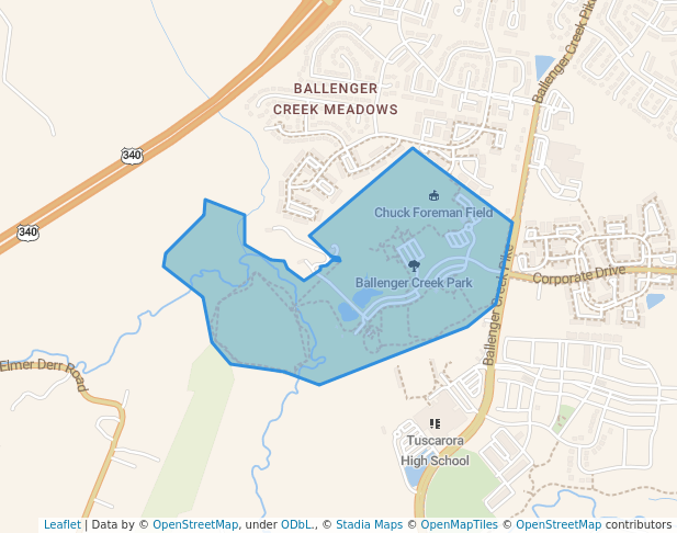 Ballenger Creek Park in Frederick | Map and Routes