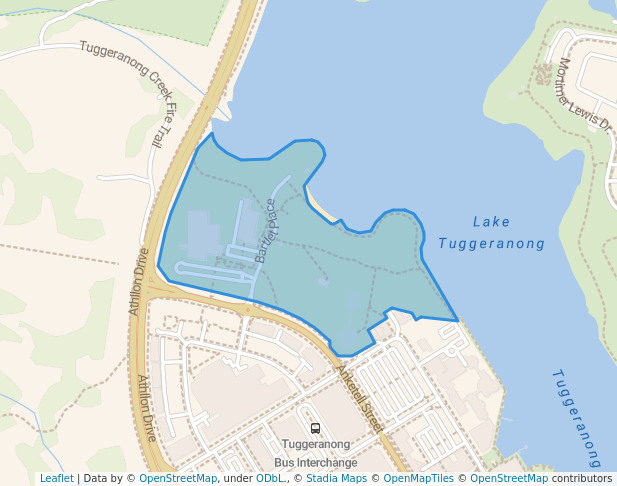 Tuggeranong Town Park in Greenway | Map and Routes