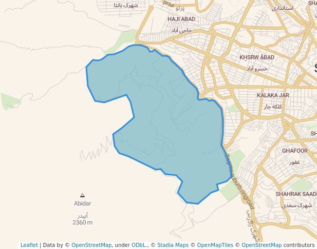 Abidar Park in Sanandaj | Map and Routes