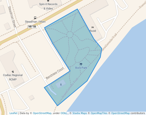 Bore Park in Moncton | Map and Routes