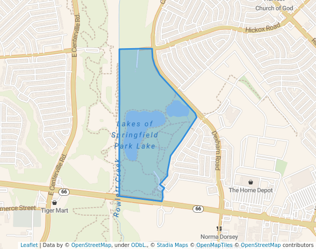 Lakes of Springfield Park in Rowlett | Map and Routes