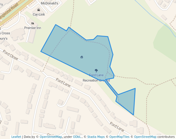 Ford Lane Recreation Ground in Ferndown | Map and Routes