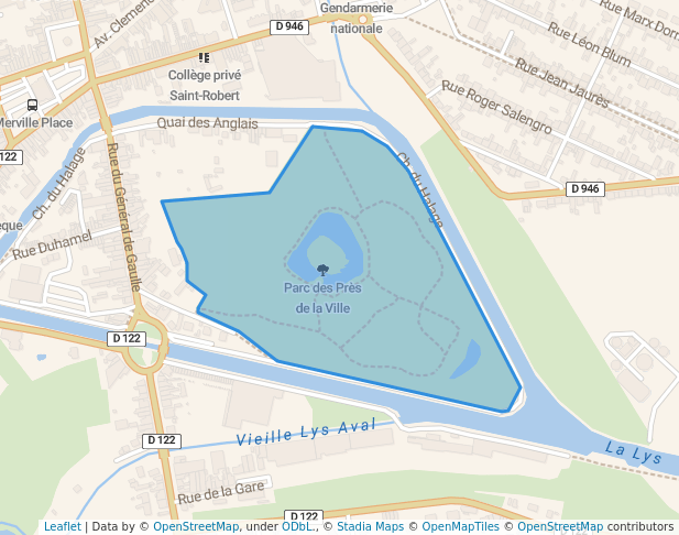 Parc des Près de la Ville in Merville | Map and Routes