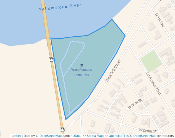 West Rosebud State Park in Forsyth | Map and Routes