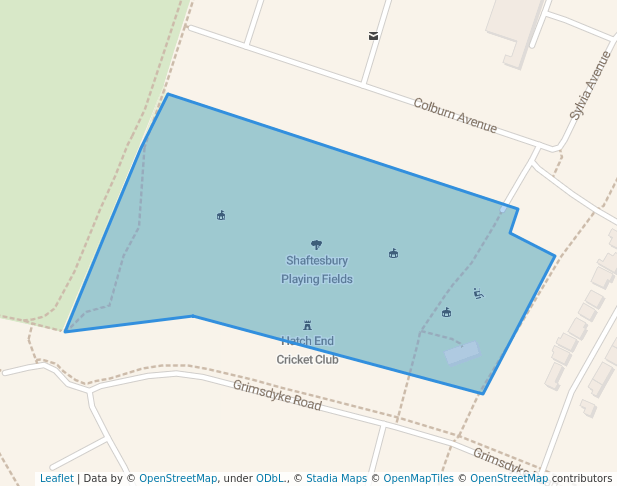 Shaftesbury Playing Fields in Pinner | Map and Routes