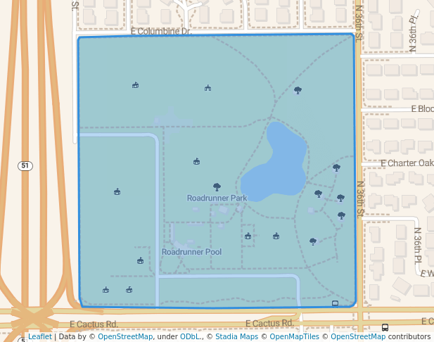 Roadrunner Park in Phoenix | Map and Routes