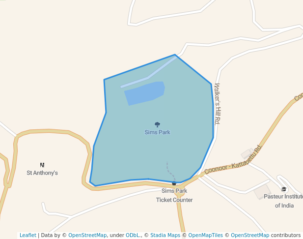 Sims Park in Coonoor | Map and Routes