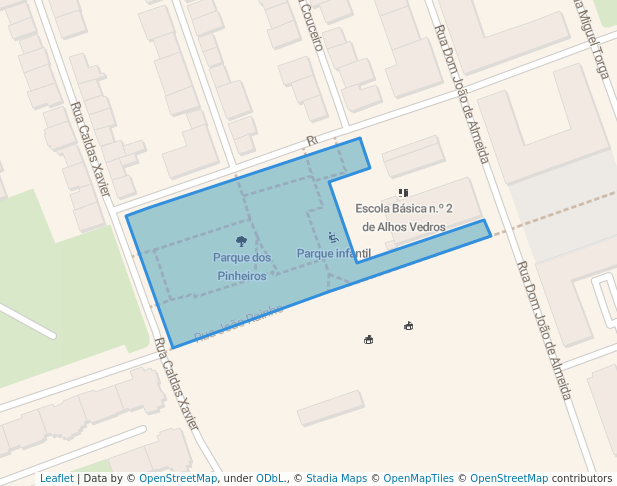 Parque dos Pinheiros in Alhos Vedros | Map and Routes