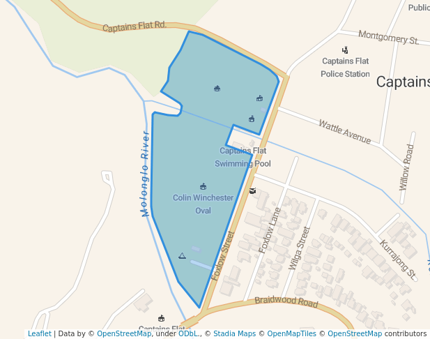 Wilkins Park in Captains Flat | Map and Routes