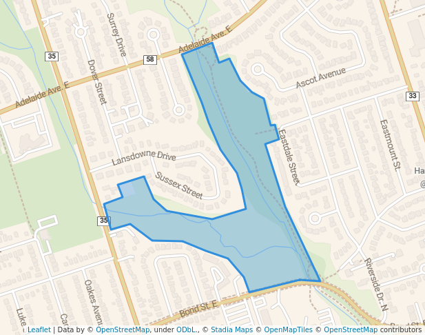 Eastbourne Park in Oshawa | Map and Routes