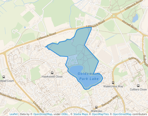 Goldsworth Park in Woking | Map and Routes