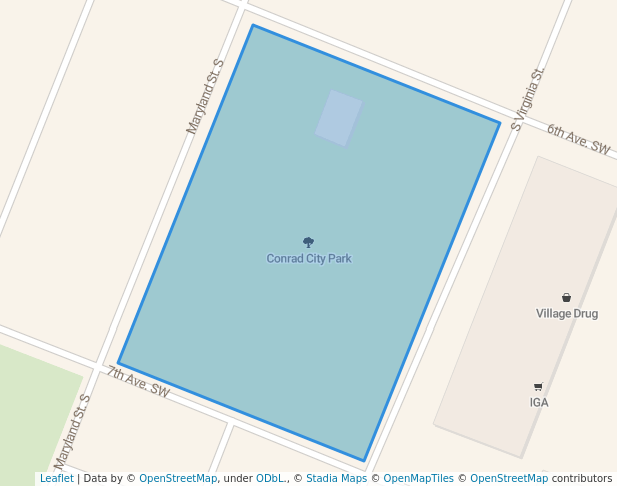 Conrad City Park in Conrad | Map and Routes