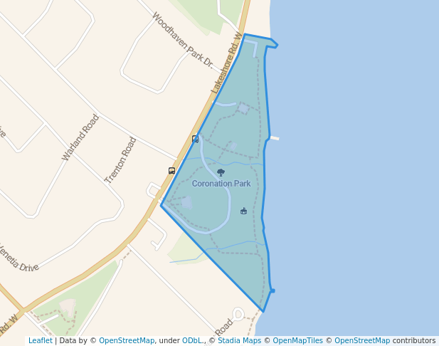 Coronation Park in Oakville | Map and Routes
