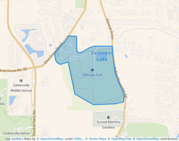 Dellinger Park in Cartersville | Map and Routes