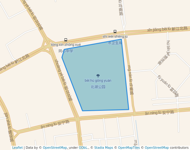 北湖公园 in Yang Jiang Shi | Map and Routes