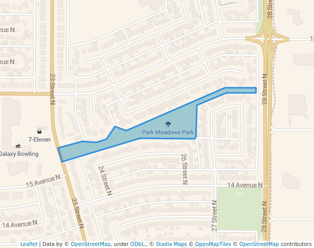 Park Meadows Park in Lethbridge | Map and Routes