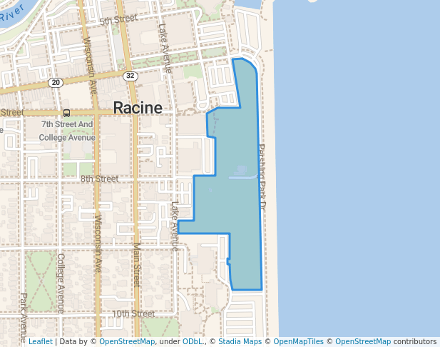 Pershing Park in Racine | Map and Routes